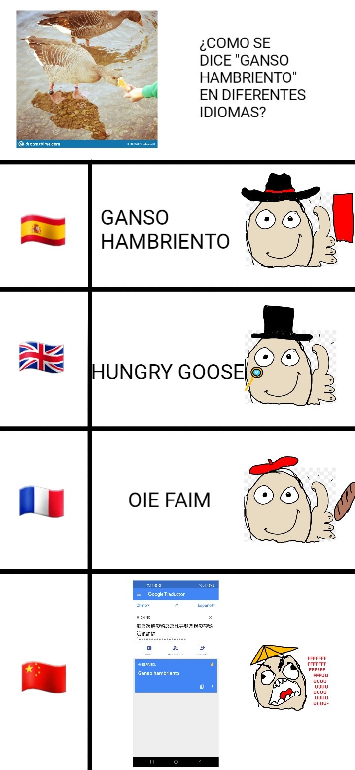 ¿COMO SE DICE "GANSO HAMBRIENTO" EN DIFERENTES IDIOMAS? - Meme subido ...