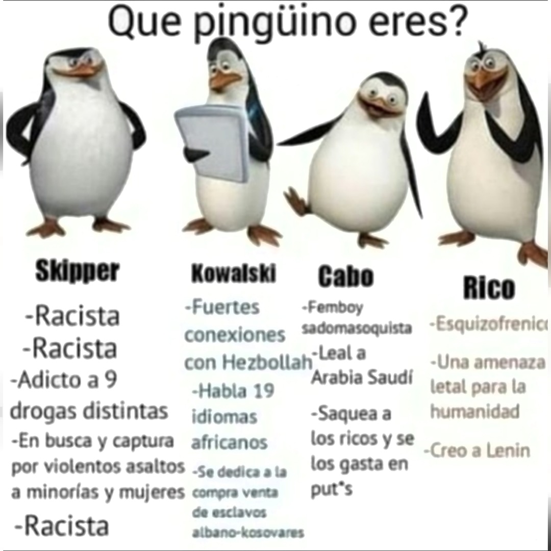 Yo soy skipper y kowalski - Meme subido por Notemgononbre777 :) Memedroid